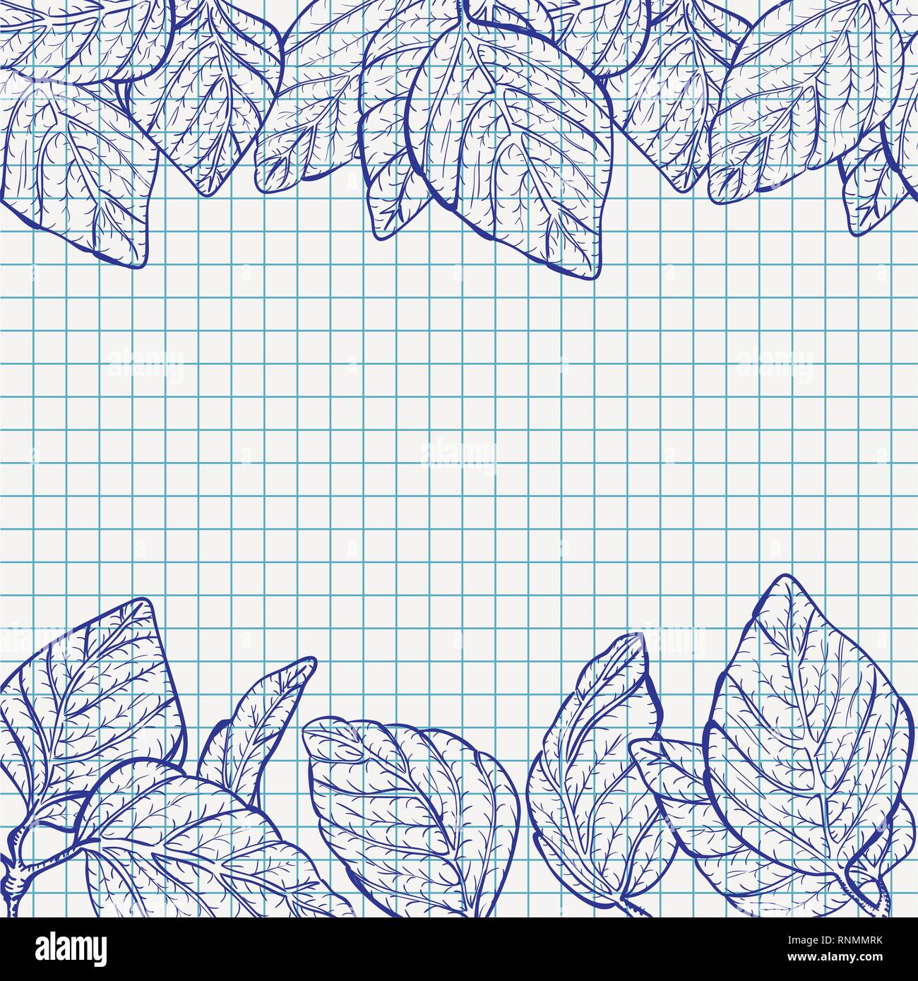 Vector background - nature foliage leaves border frame with copy space ...