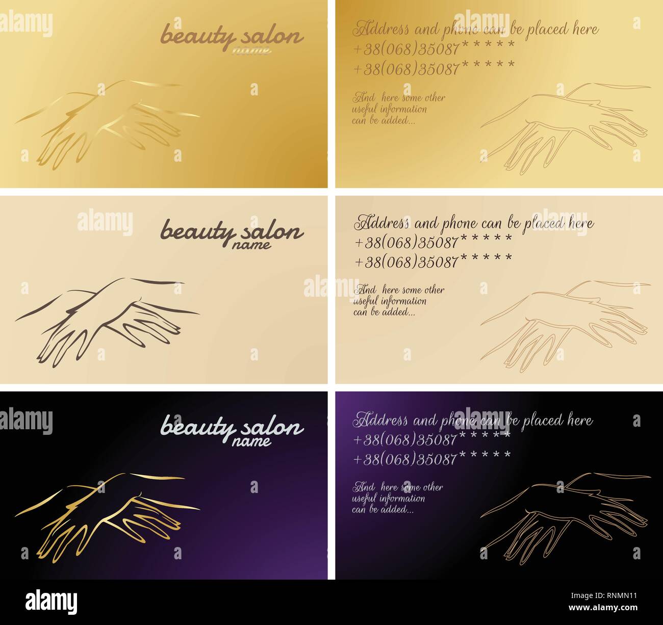 set of business cards, cosmetic and manicure services Stock Vector ...