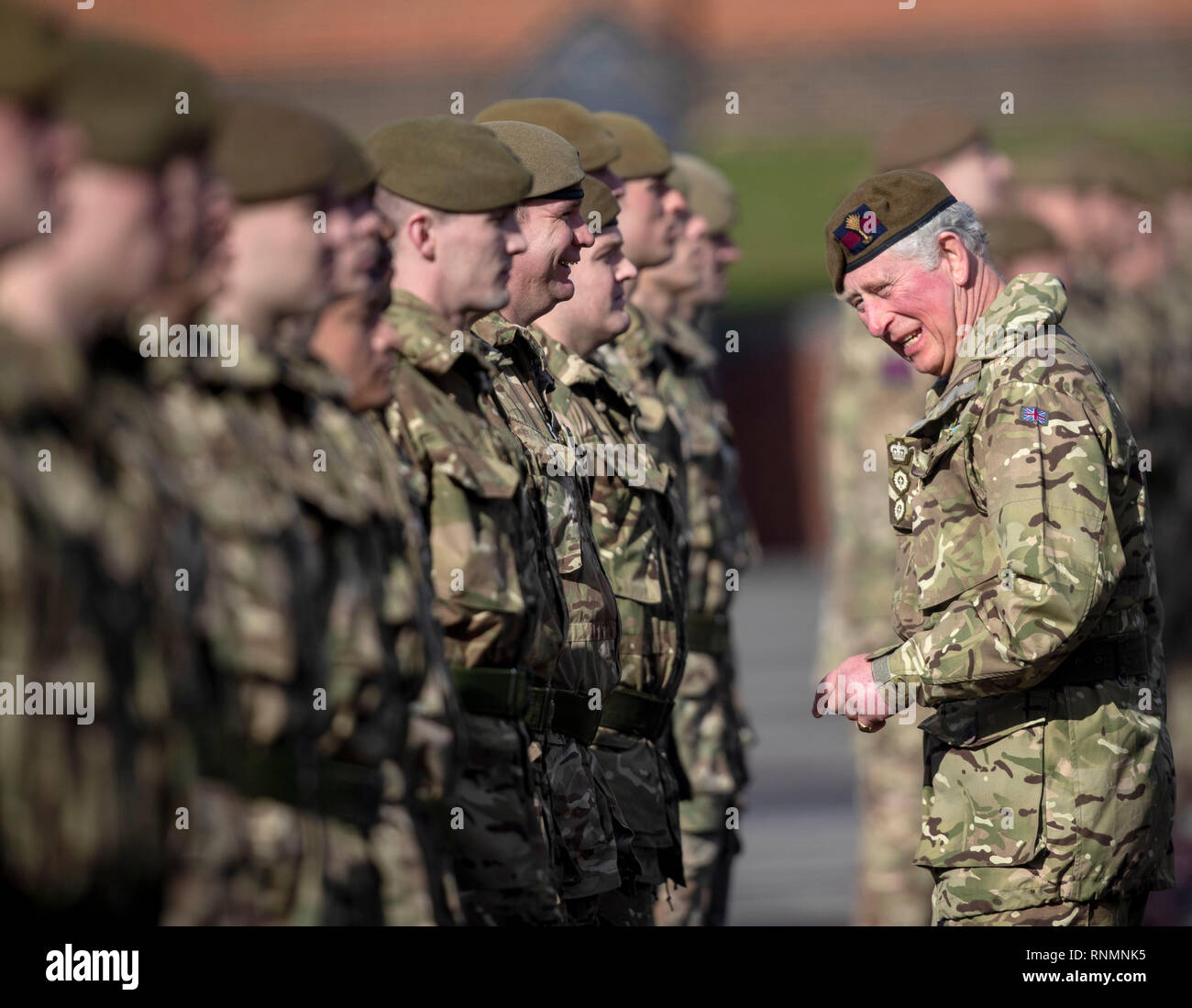 The Prince of Wales, Colonel Welsh Guards, presents campaign medals to ...