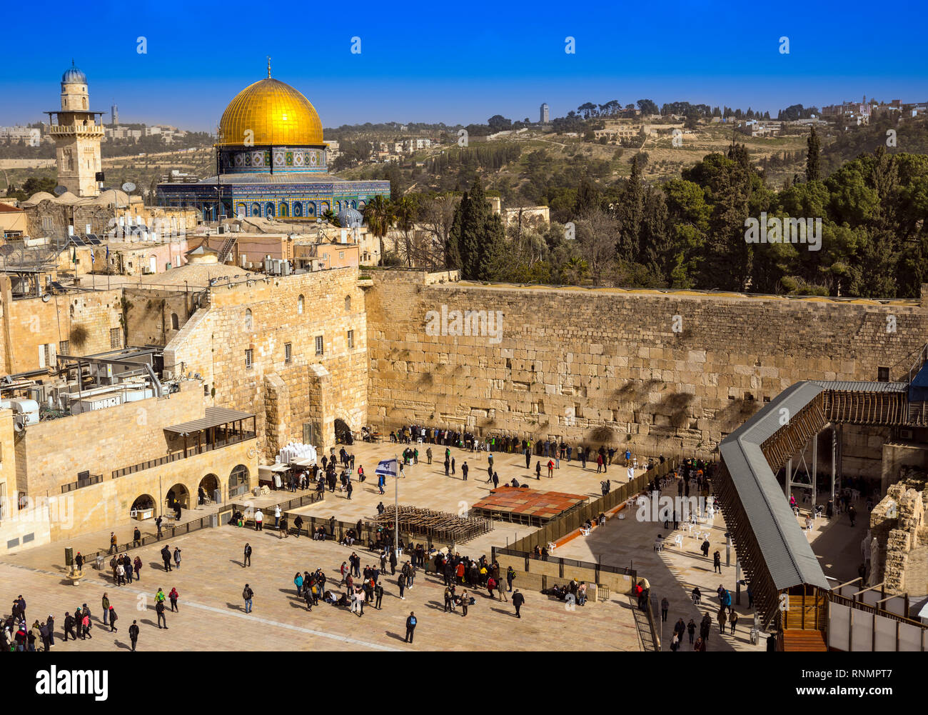 View on the Western Wall and Dome of the Rock in Jerusalem. Israel ...
