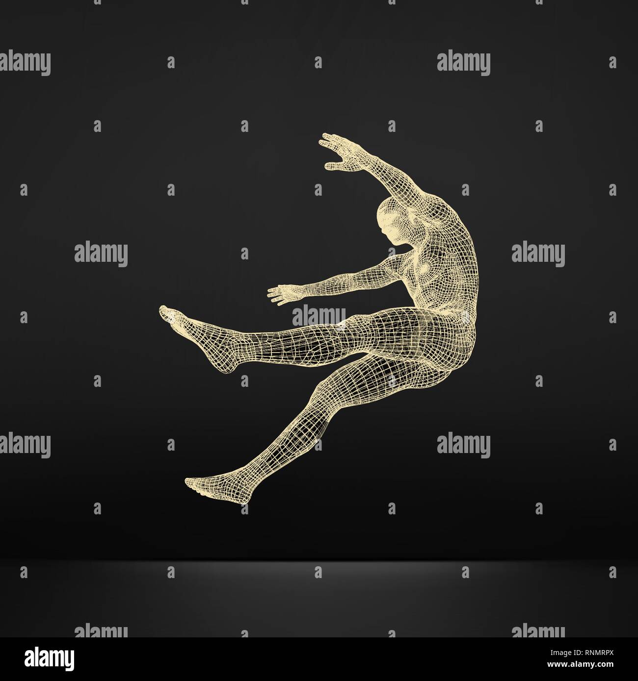3d Man Slipping and Falling. Silhouette of a Man Fallen Down. 3D Model ...
