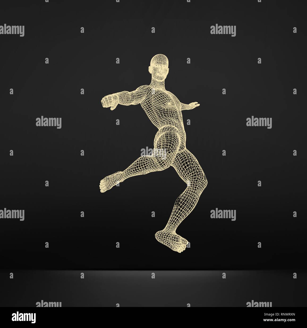 Football player. Sports concept. 3D Model of Man. Human Body. Sport ...