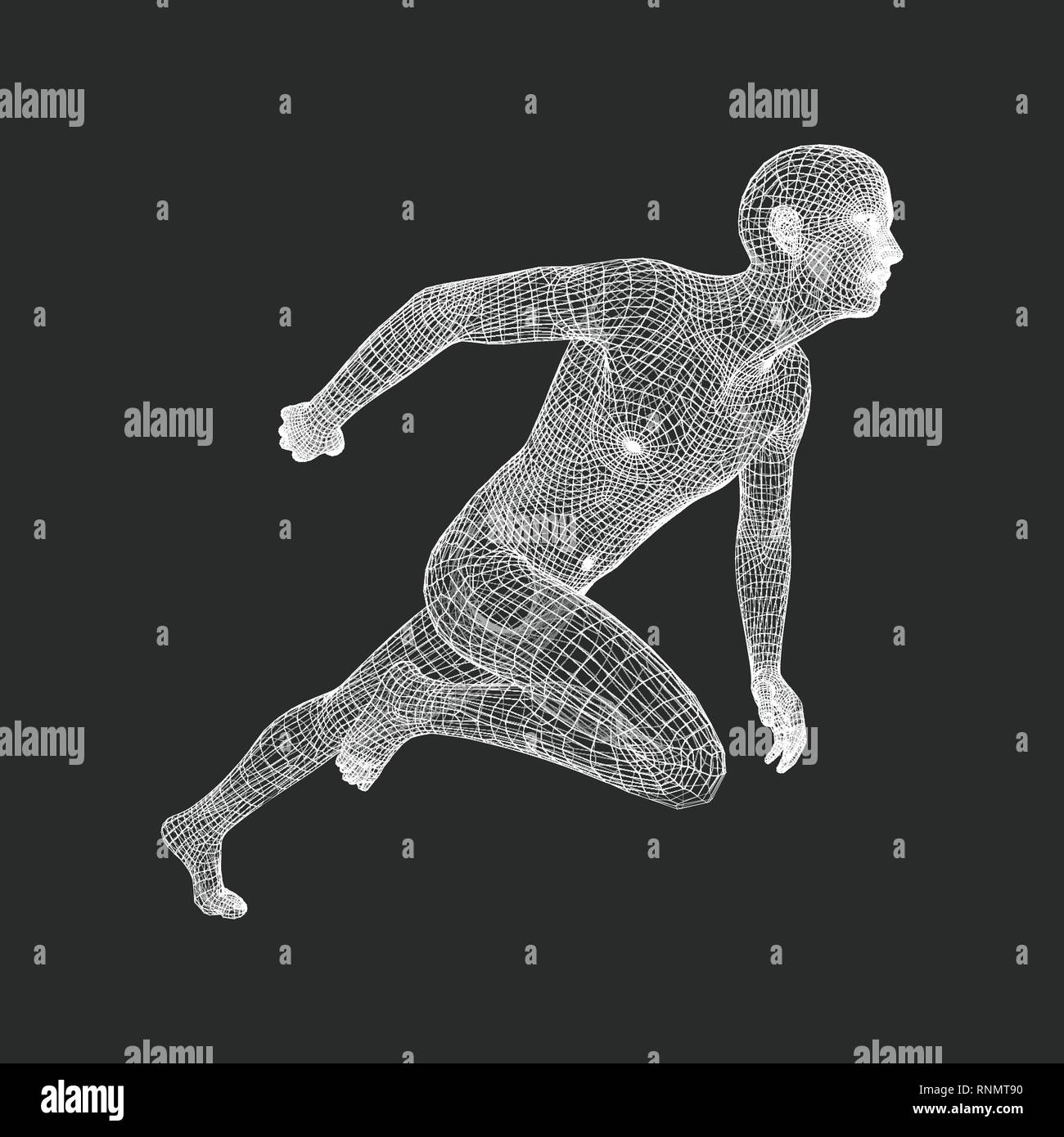 3d Running Man. Human Body Wire Model. Sport Symbol. Low-poly Man in ...