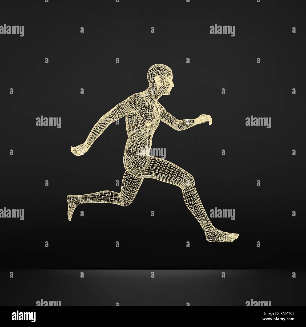 3d Running Man. Human Body Wire Model. Sport Symbol. Low-poly Man in ...