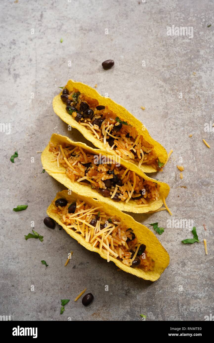 Mexican tacos rice black beans hi-res stock photography and images - Alamy