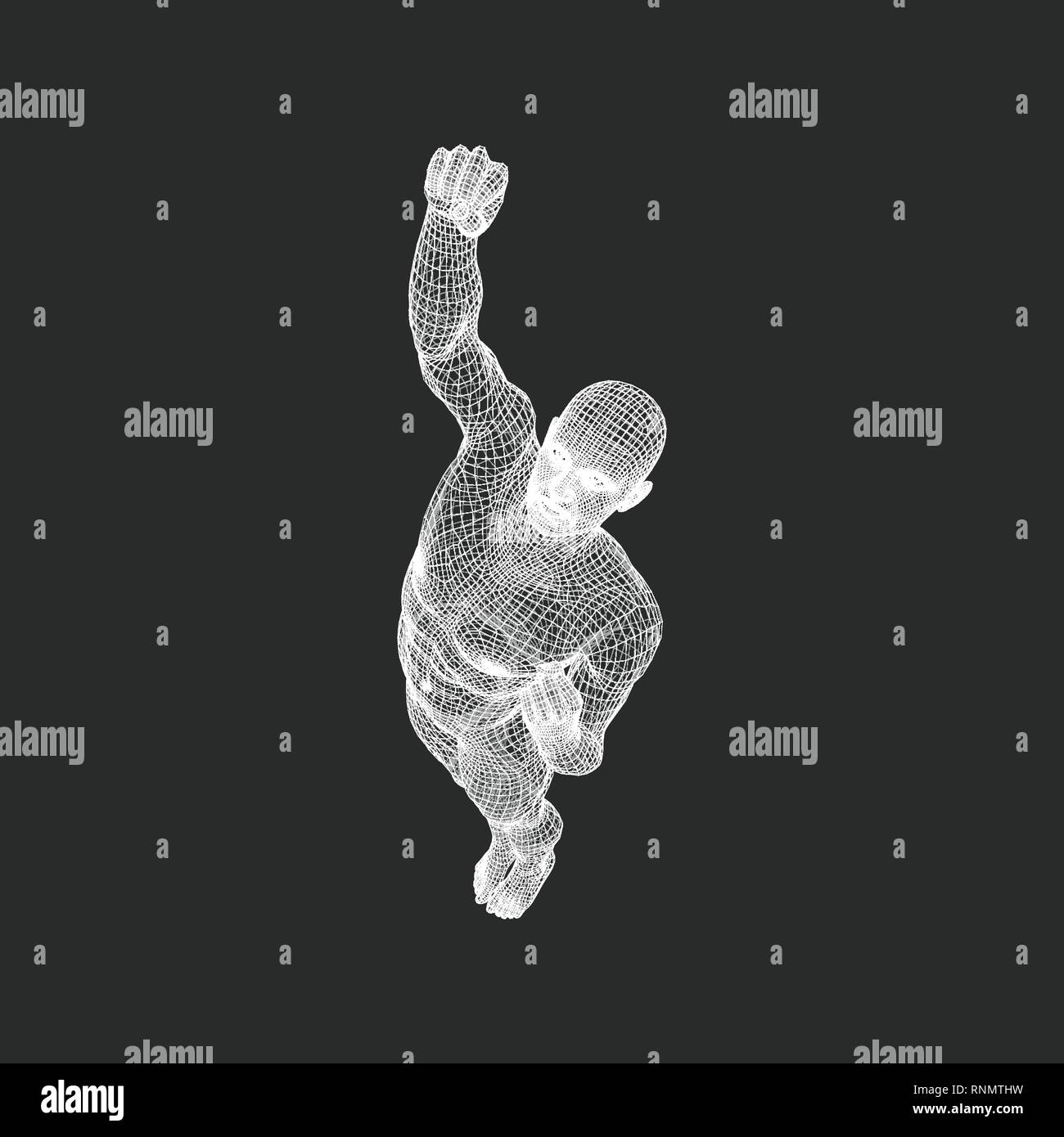 3D Model of Man. Personal and Career Growth. Start Up Business Concept ...