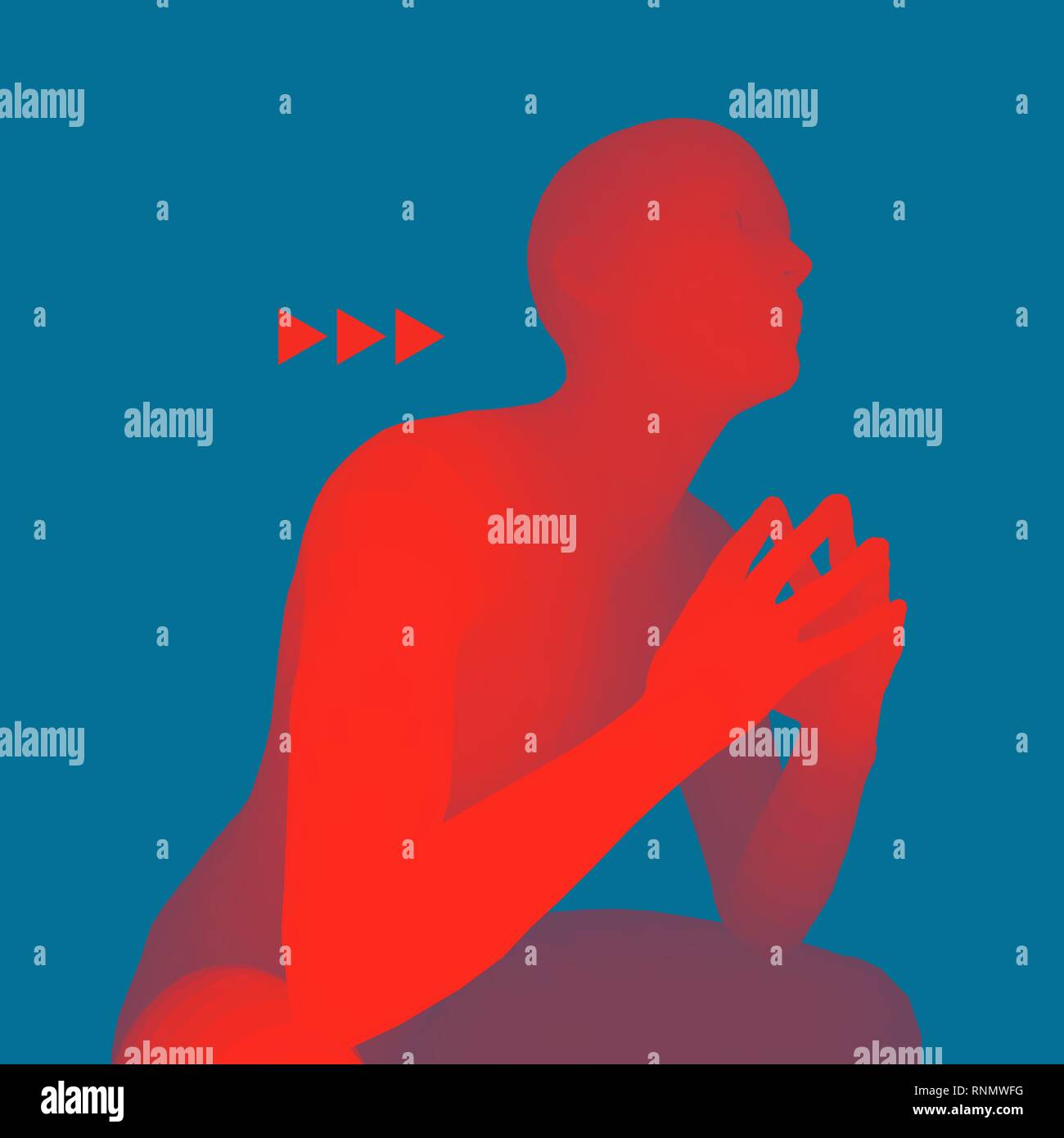 Man in a Thinker Pose. 3D Model of Man. Business, Science, Psychology ...