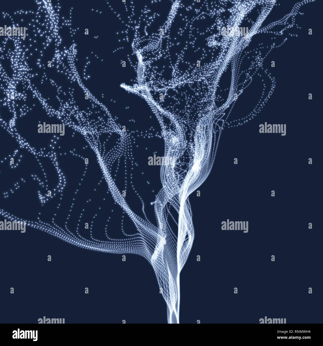 Array with Dynamic Emitted Particles. Water Splash Imitation. Abstract Background. Vector ...