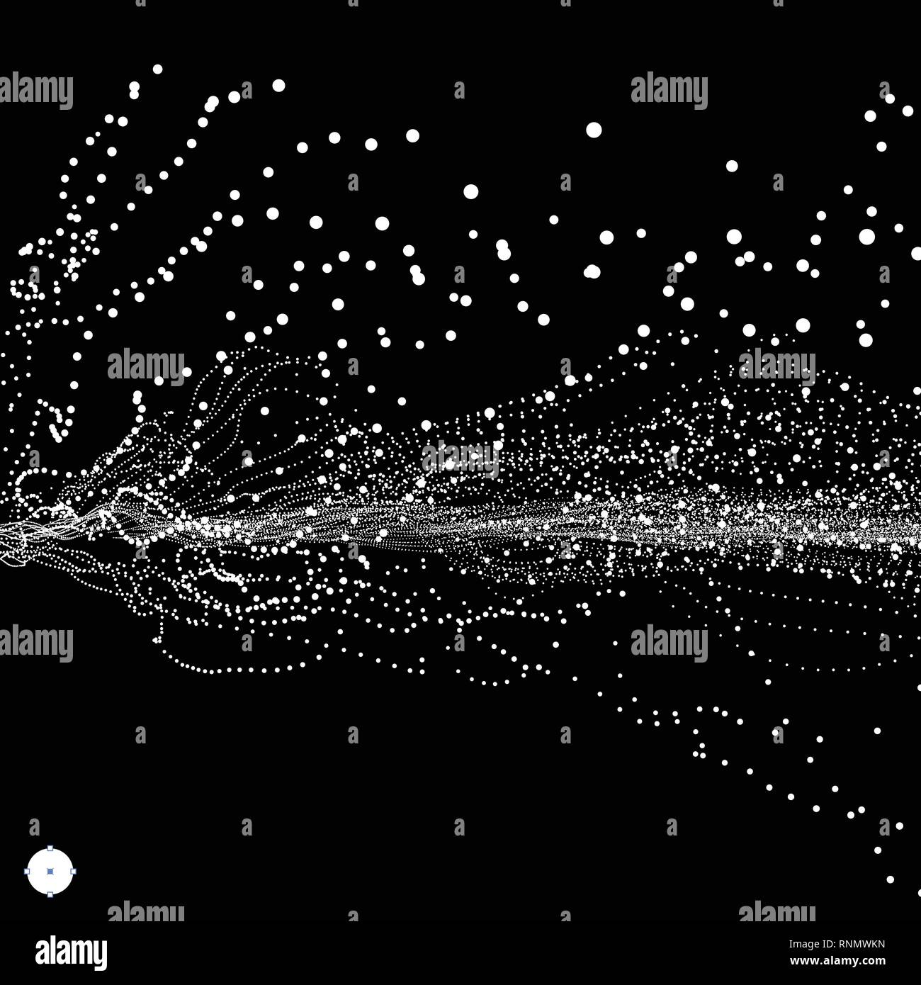 Array with Dynamic Emitted Particles. Water Splash Imitation. Abstract Background. Vector ...