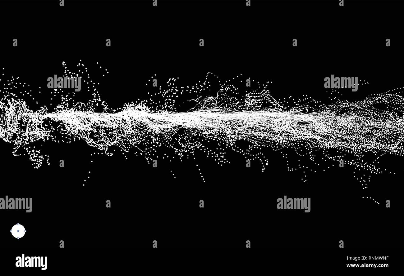 Array with Dynamic Emitted Particles. Water Splash Imitation. Abstract Background. Vector ...