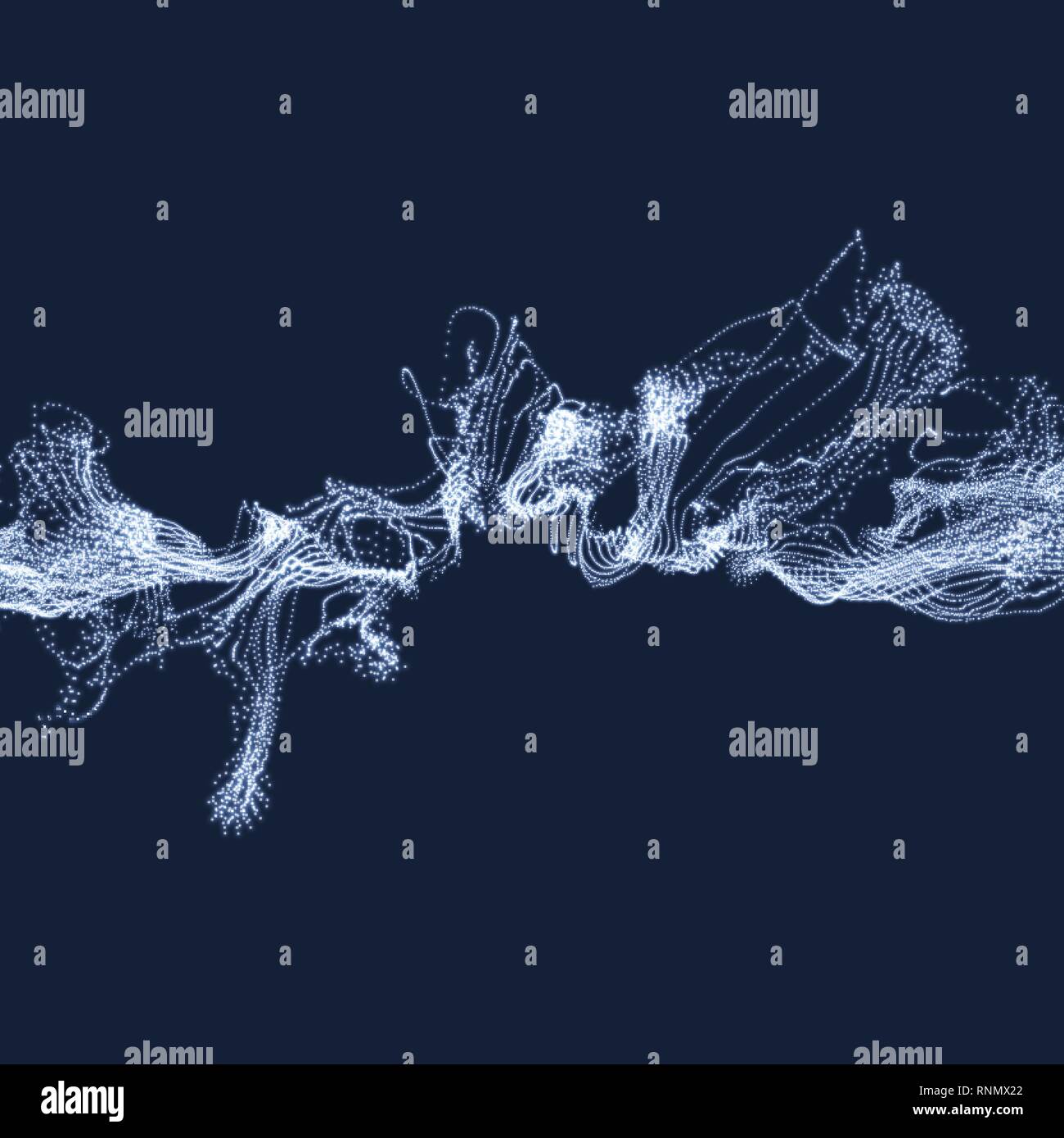 Array with Dynamic Particles. Wavy Background. Composition with Motion Effect. Abstract Vector ...