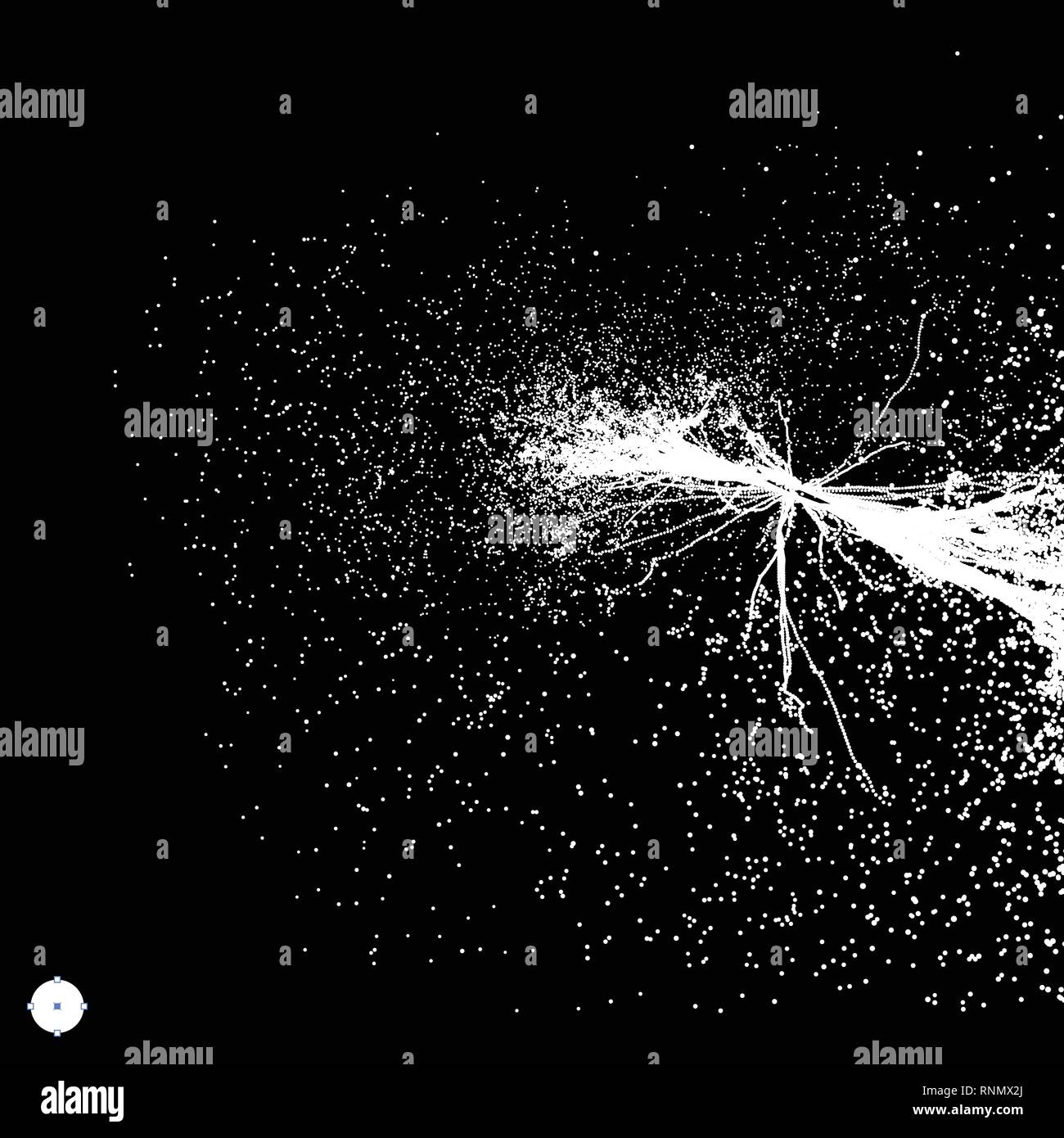 Point Explode. Array with Dynamic Emitted Particles. Abstract Dynamic ...