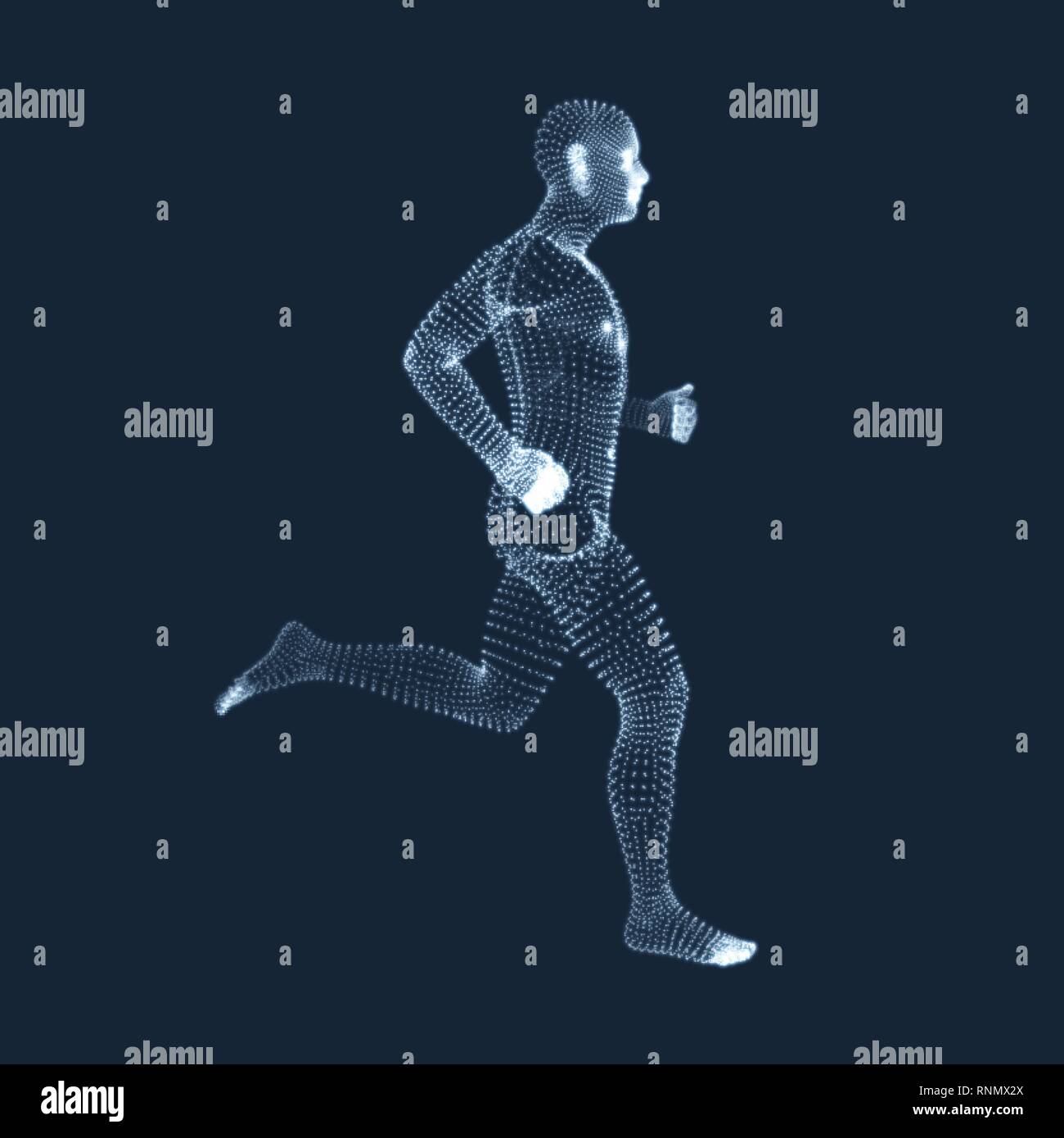 Running Man. Vector Graphics Composed of Particles. 3D Model of Man ...