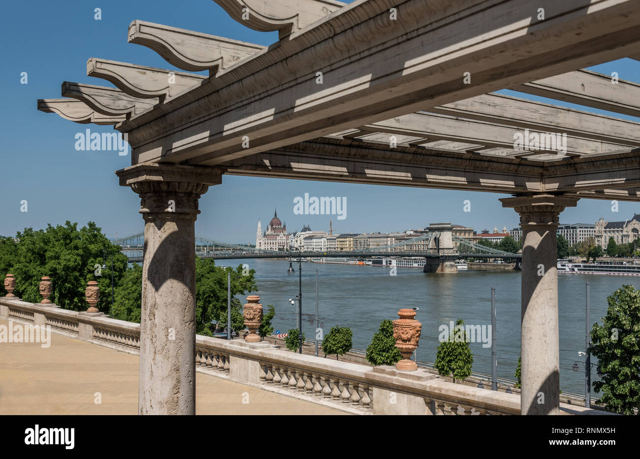 View of Pest from Buda with the Danube, the Chain Bridge, and the ...