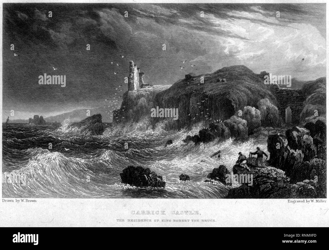 Carrick Castle engraving by William Miller after W Brown Stock Photo ...