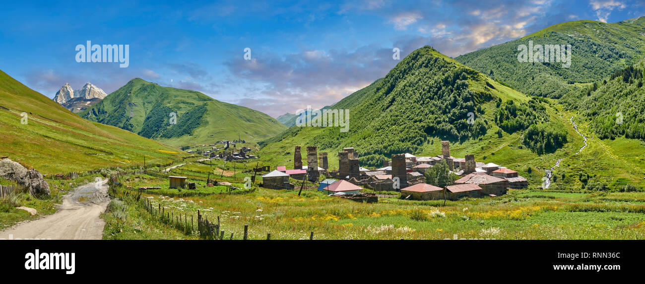 Stone medieval Svaneti tower houses of Murkmeli, Upper Svaneti ...