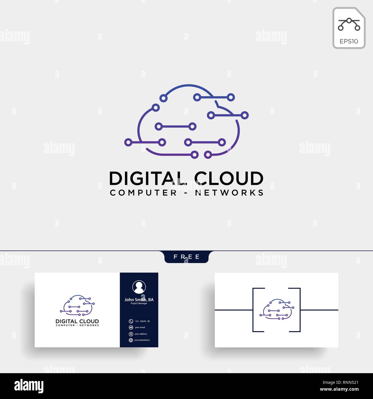 cloud digital technology line logo template vector illustration icon ...