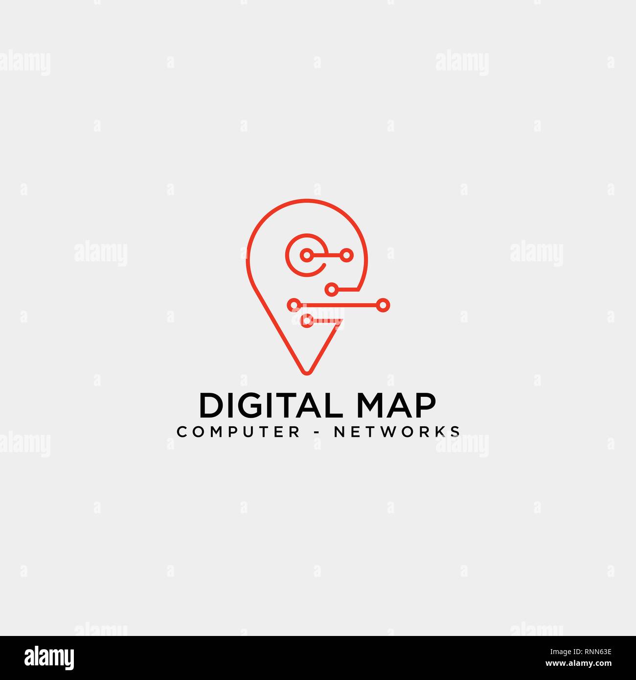 digital pin map line logo template vector illustration icon element ...
