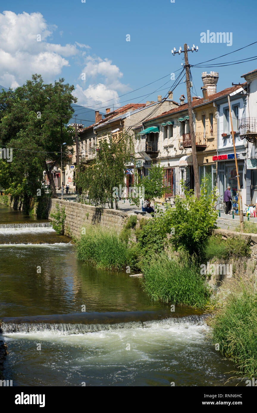 The covered bazaar and the Dragor River, Bitola, Macedonia Stock Photo ...