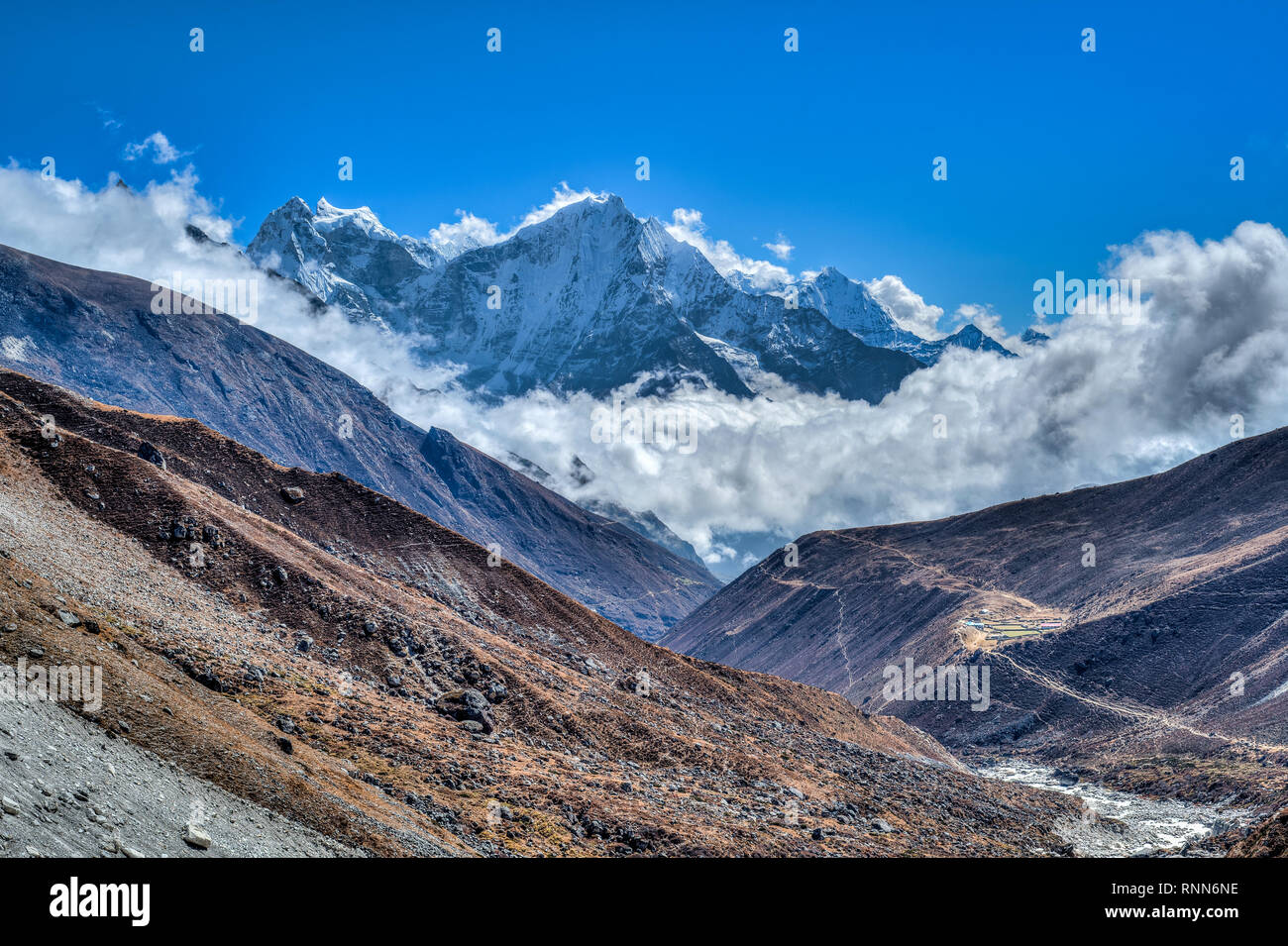 Panorama of the Himalayan Mountain Range in Nepal Stock Photo - Alamy