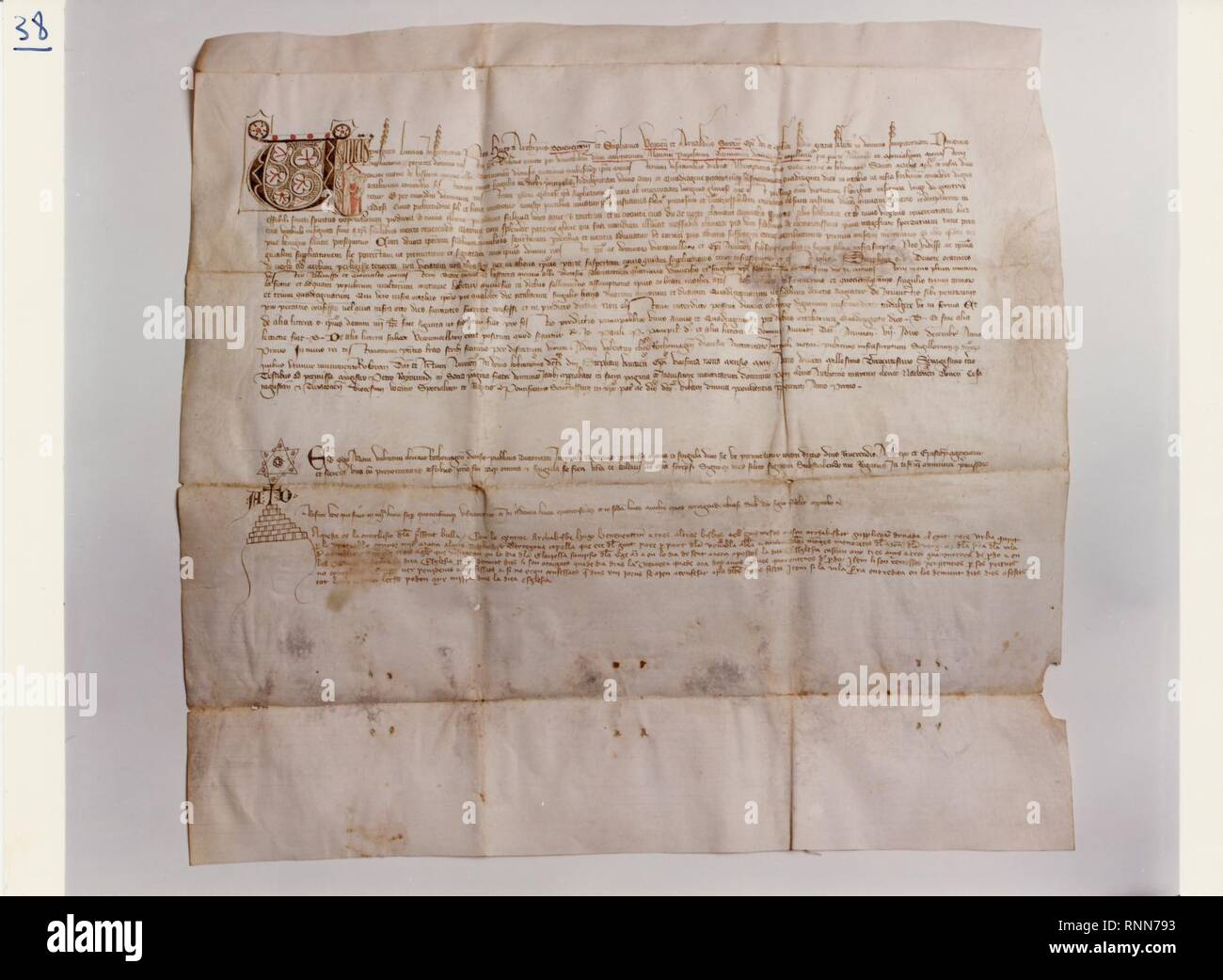 Carta d'indulgències concedides al monestir de la Serra (1363 Stock ...