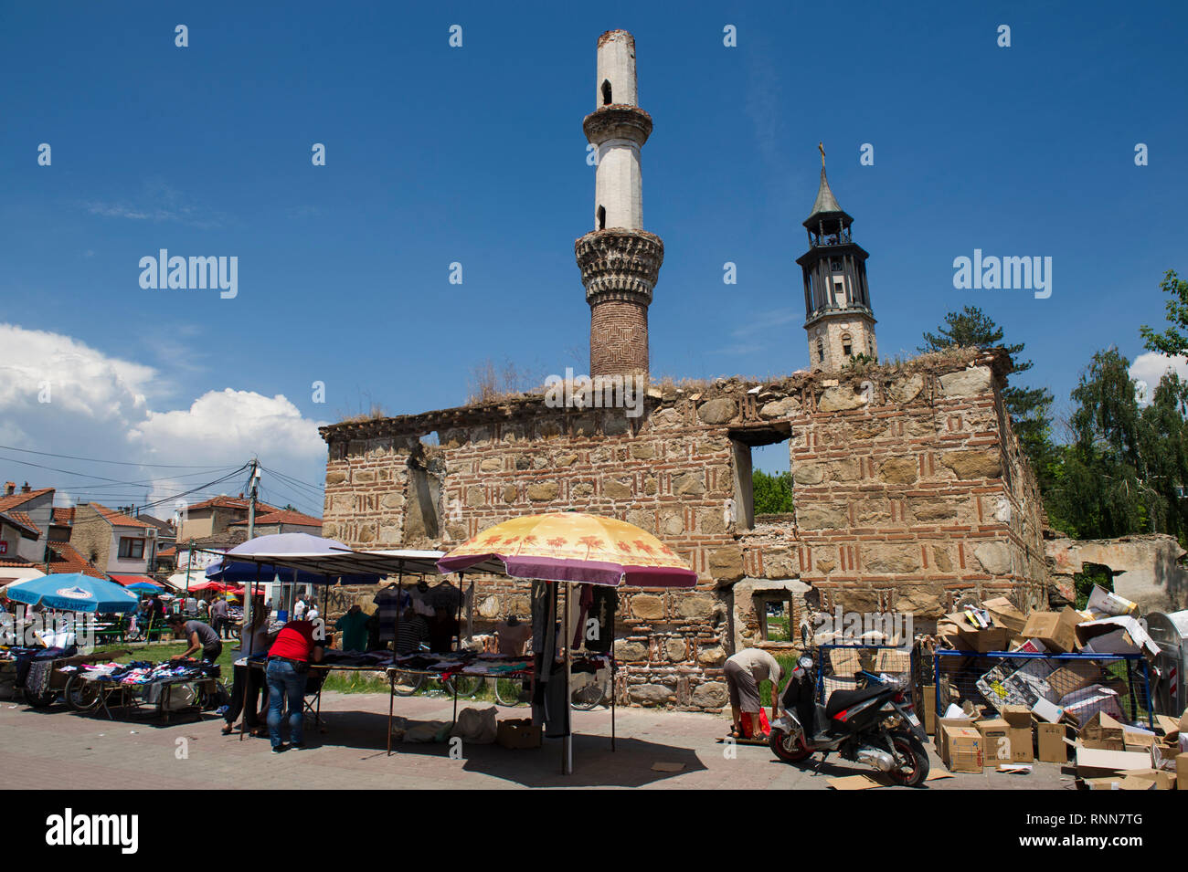 Old Turkish Quarter, Clock Tower and ruined mosque, Prilep, Macedonia ...
