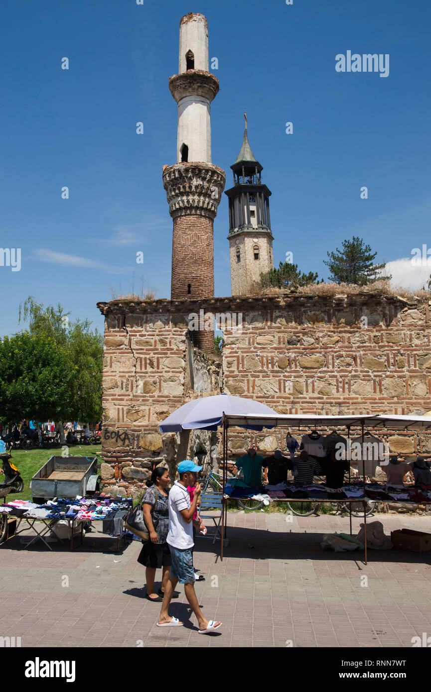 Old Turkish Quarter, Clock Tower and ruined mosque, Prilep, Macedonia ...