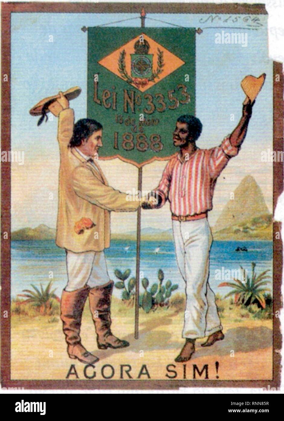 Cartaz de 1888 comemorativo a Abolição da Escravidão no Brasil Stock ...