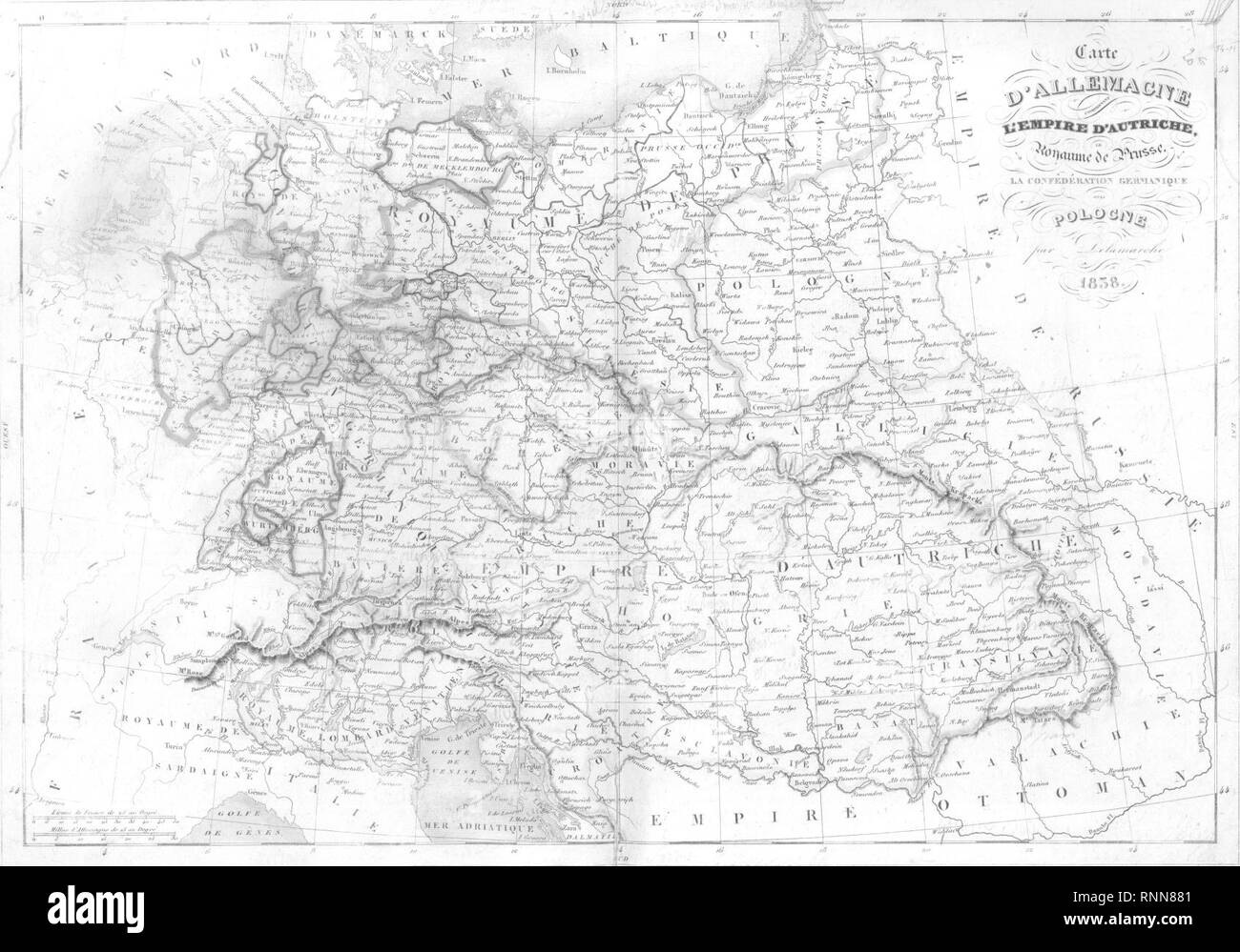 Carte Allemagne 1838 Stock Photo - Alamy