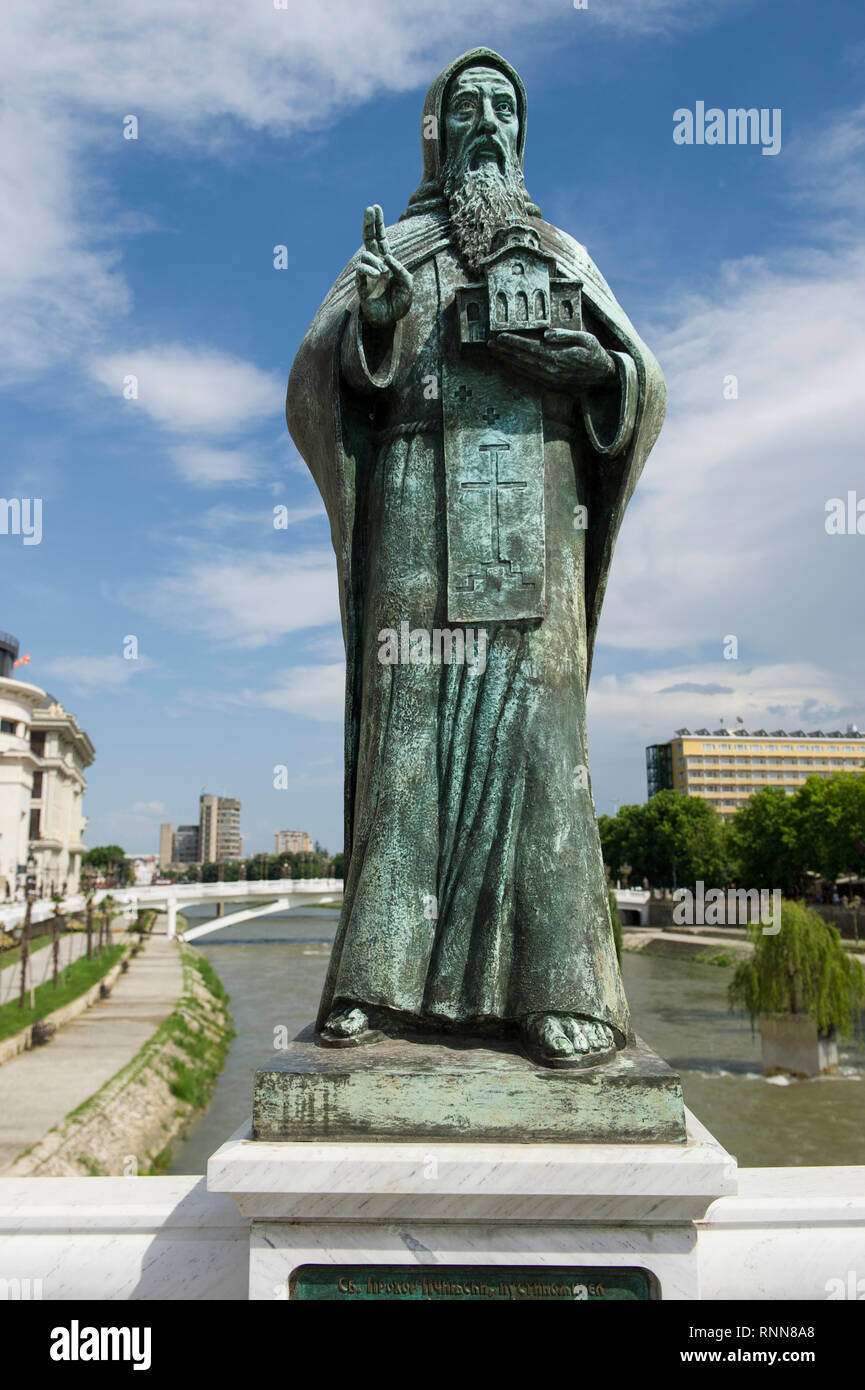 Statue of St Prochorus of Pchinja, the holy hermit, Skopja, Macedonia ...
