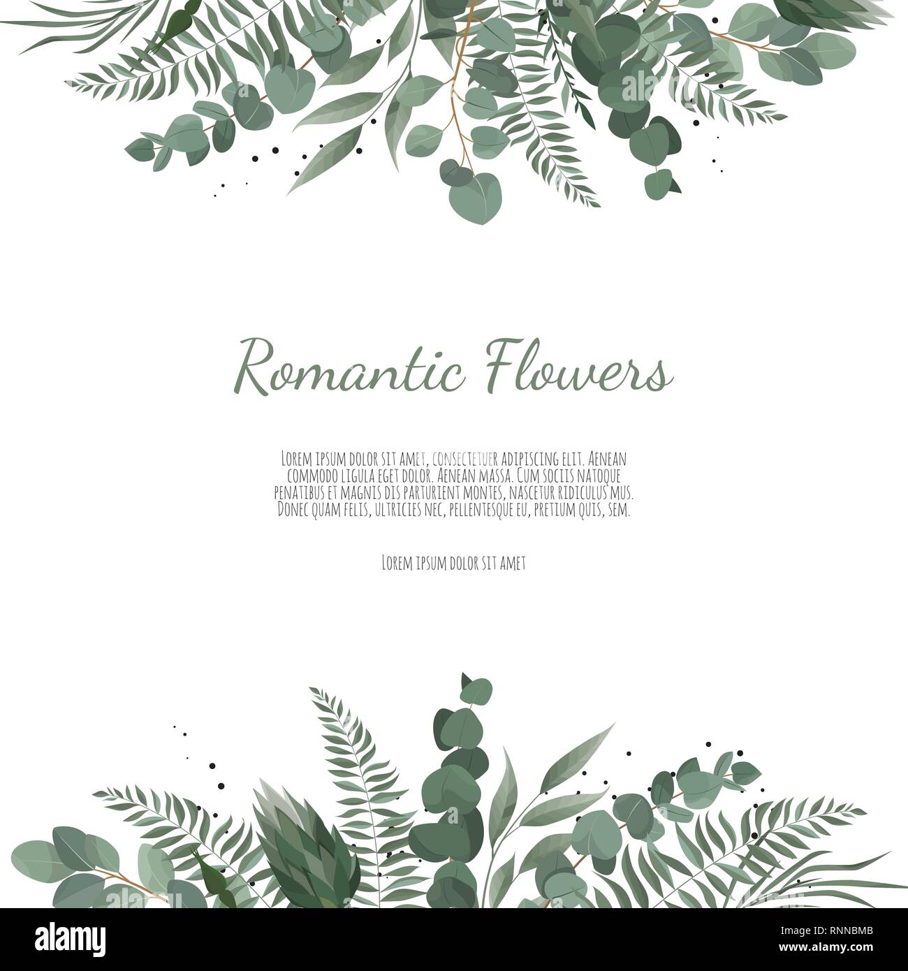 Vector floral botanical card design with leaves Stock Vector Image ...