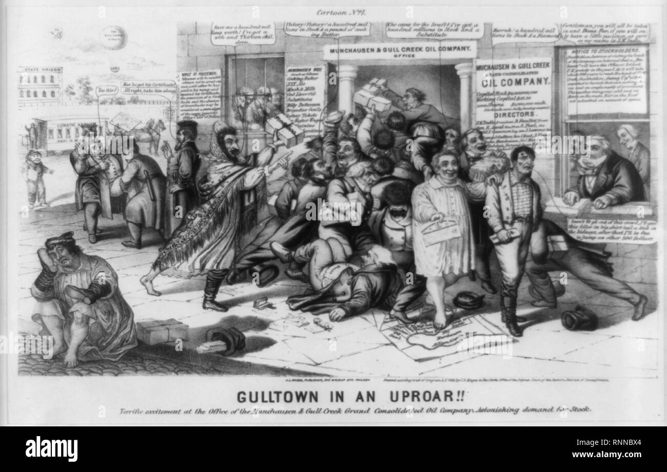 Cartoon. No. 1, Gulltown in an uproar Stock Photo - Alamy