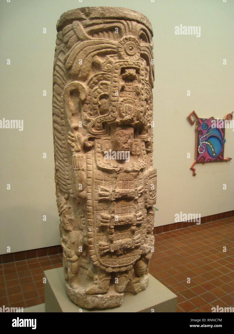 Carved Column (Warrior with Two Dwarf Attendants), Mexico, State of ...