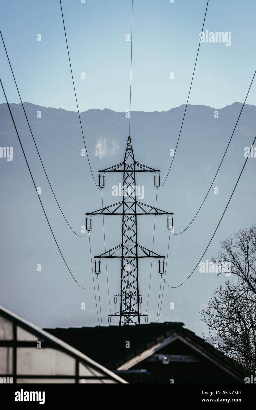 High voltage electricity infrastructure, smart grid Stock Photo - Alamy