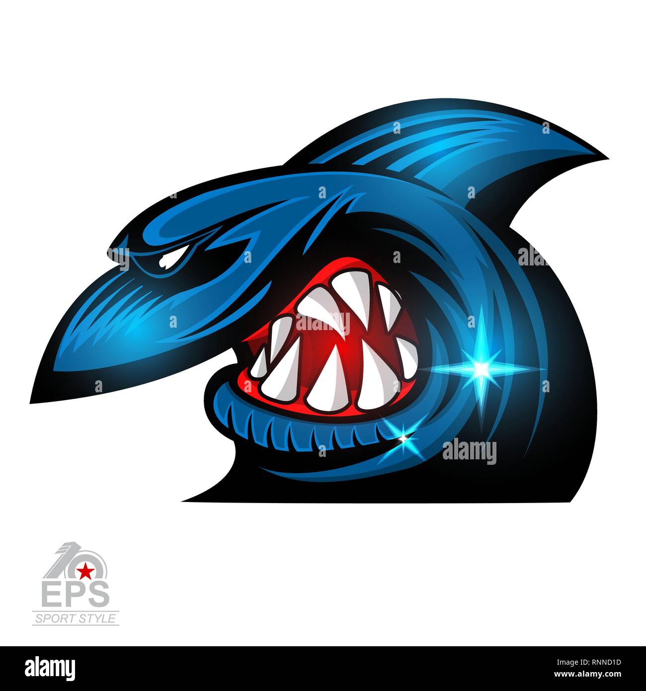 Shark face in profile with bared teeth logo for any sport team isolated ...