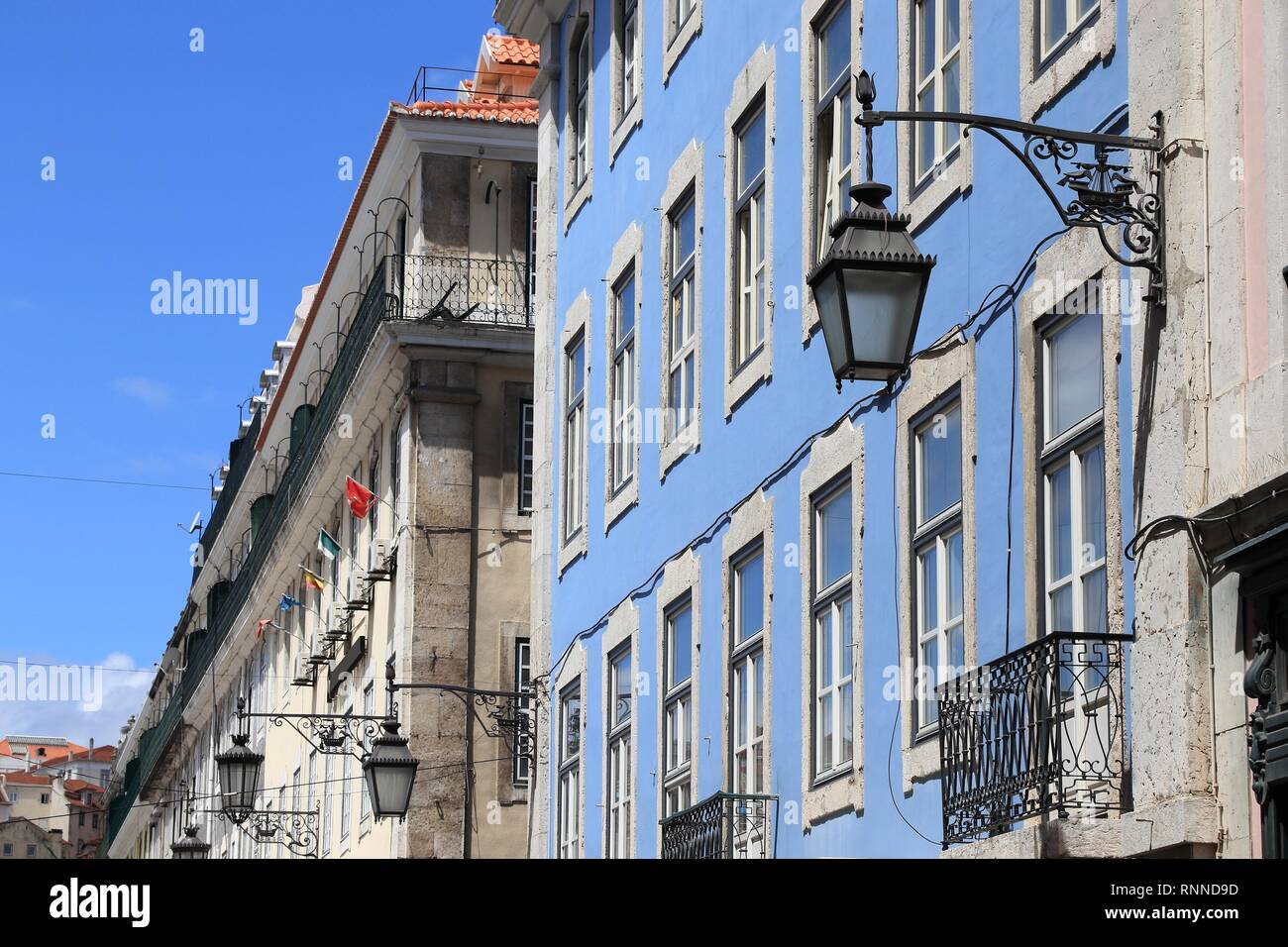 Lisbon cityscape in Portugal. Residential street architecture Stock ...