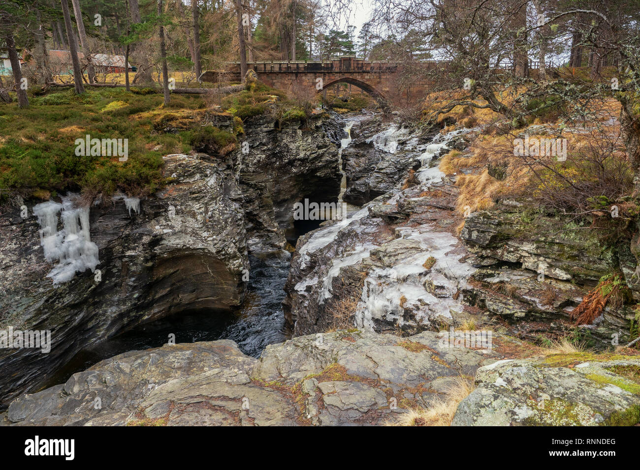 Linn of Dee the river passes east through a 300 metre natural rock ...