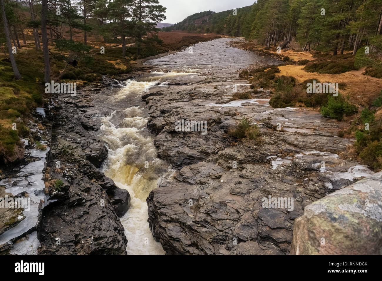 Linn of Dee the river passes east through a 300 metre natural rock ...