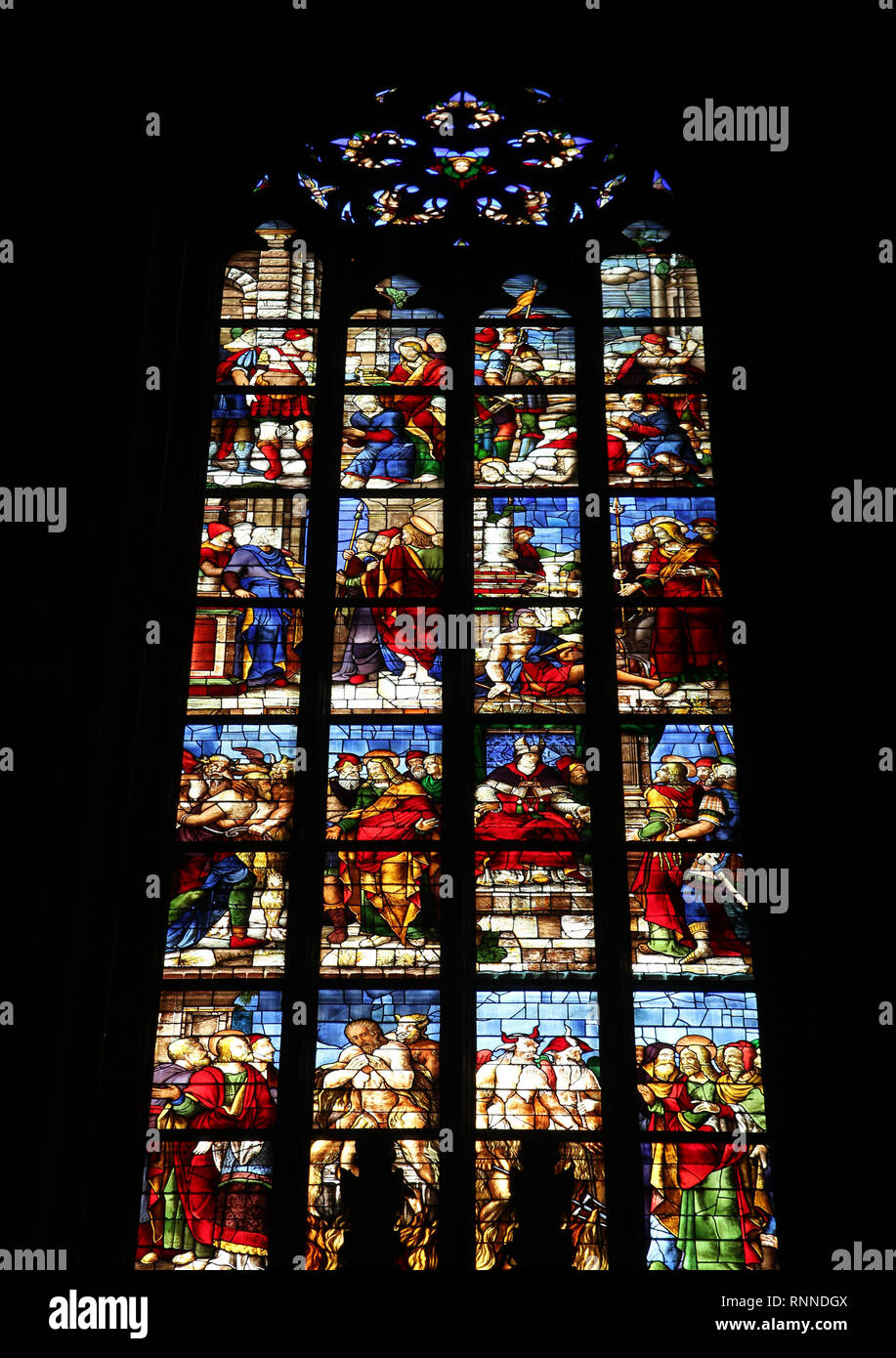 Milan cathedral - biblical stories on stained glass in famous landmark ...