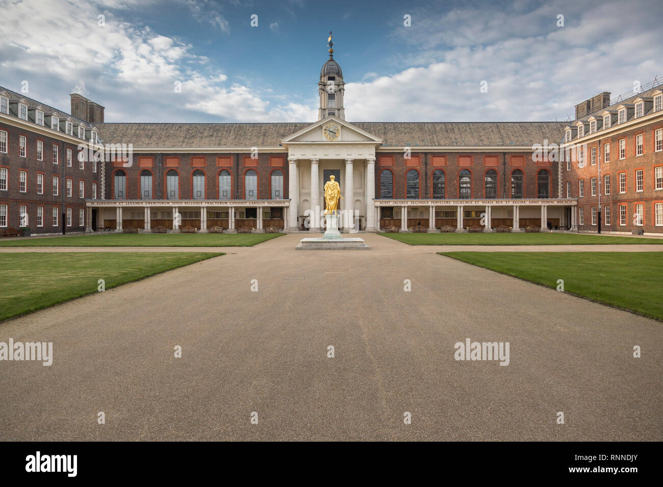 The gilded statue of King Charles ll in the centre of the Figure Court ...
