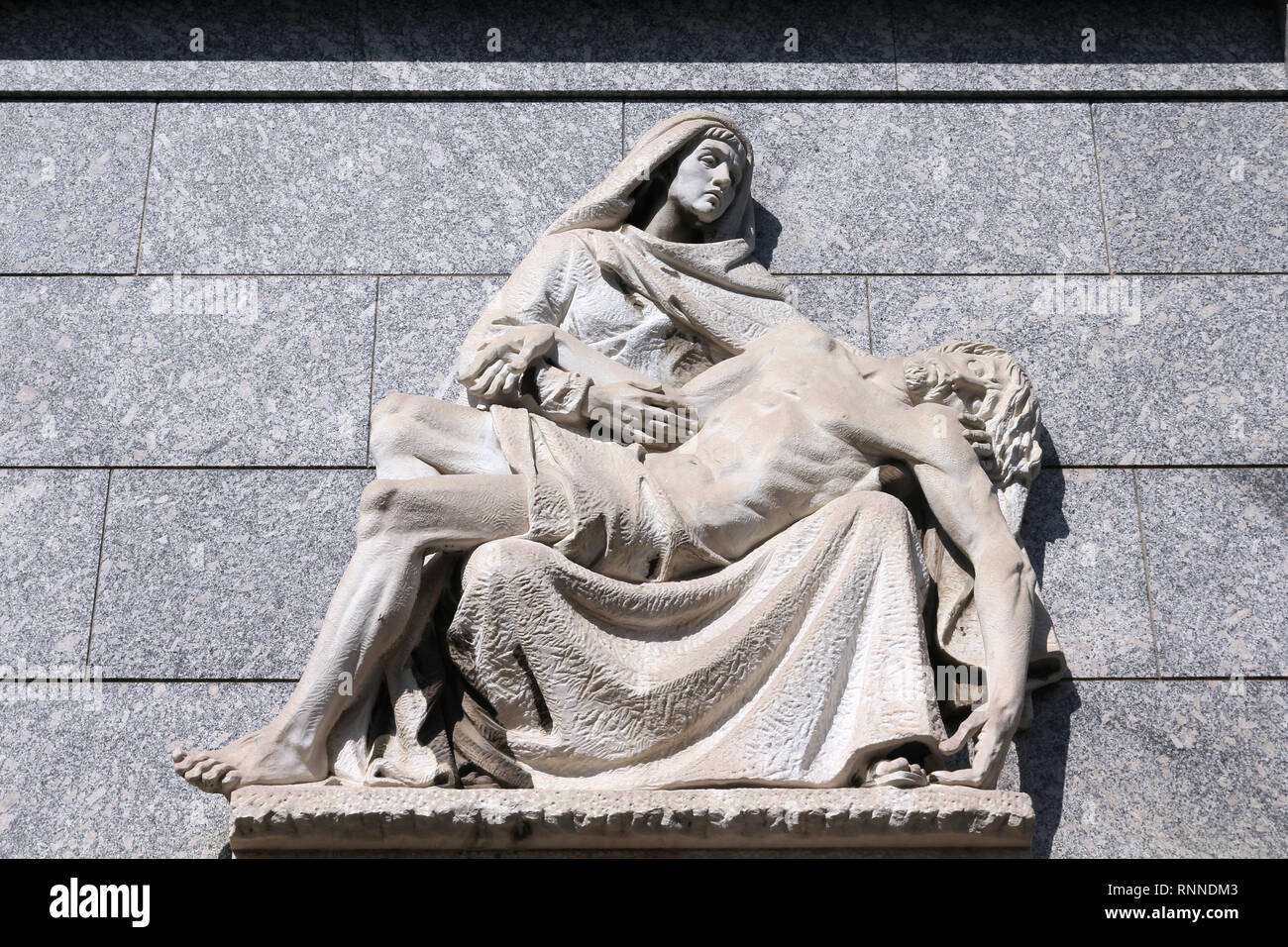 Milan, Italy. Old grave pieta scene sculpture at the Monumental ...