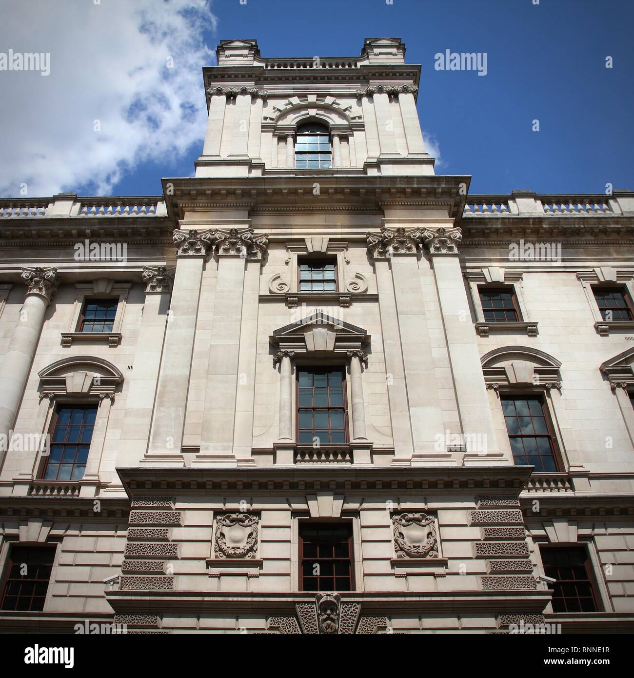 London, United Kingdom - Her Majesty's Treasury building. Square ...