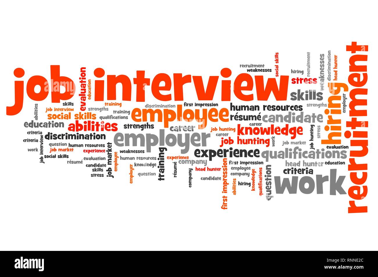 Job interview issues and concepts word cloud illustration. Word collage ...