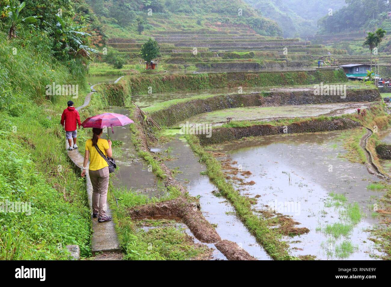 HAPAO, PHILIPPINES - NOVEMBER 26, 2017: Tourists visit Hapao rice ...
