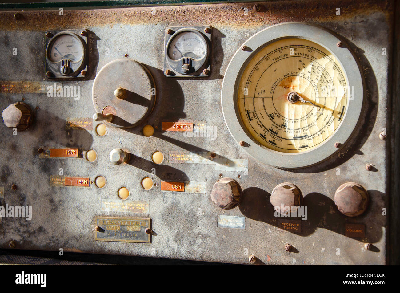 An old radio transceiver with shadows emphasizing the knobs Stock Photo ...