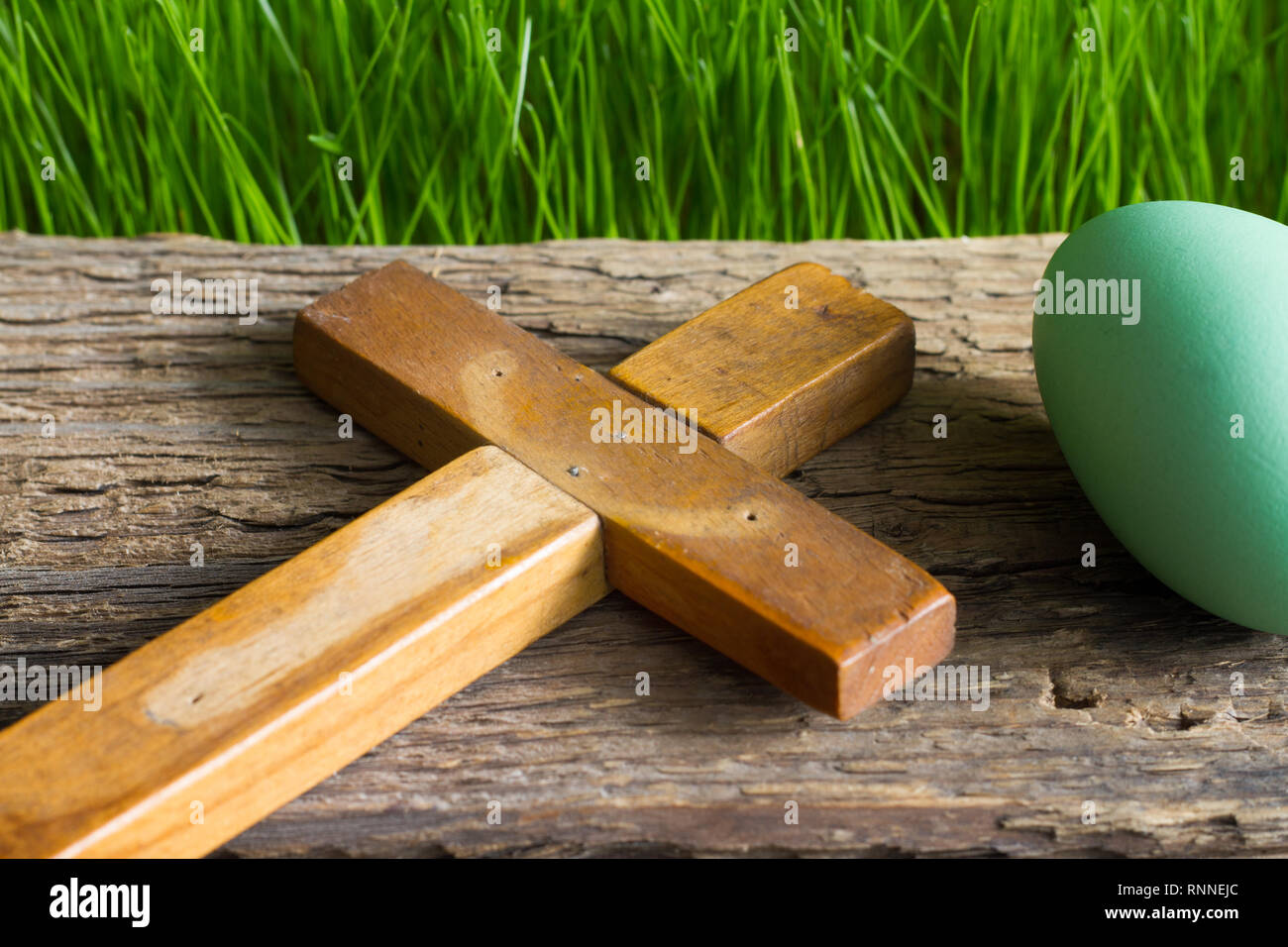 Empty cross resurrection and easter egg sign of new life abstract ...