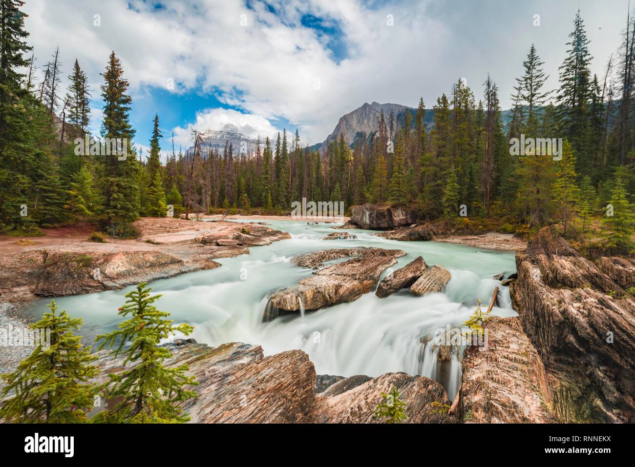 Waterfall, Long Exposure, Natural Bridge Lower Falls, Rocky Mountains ...