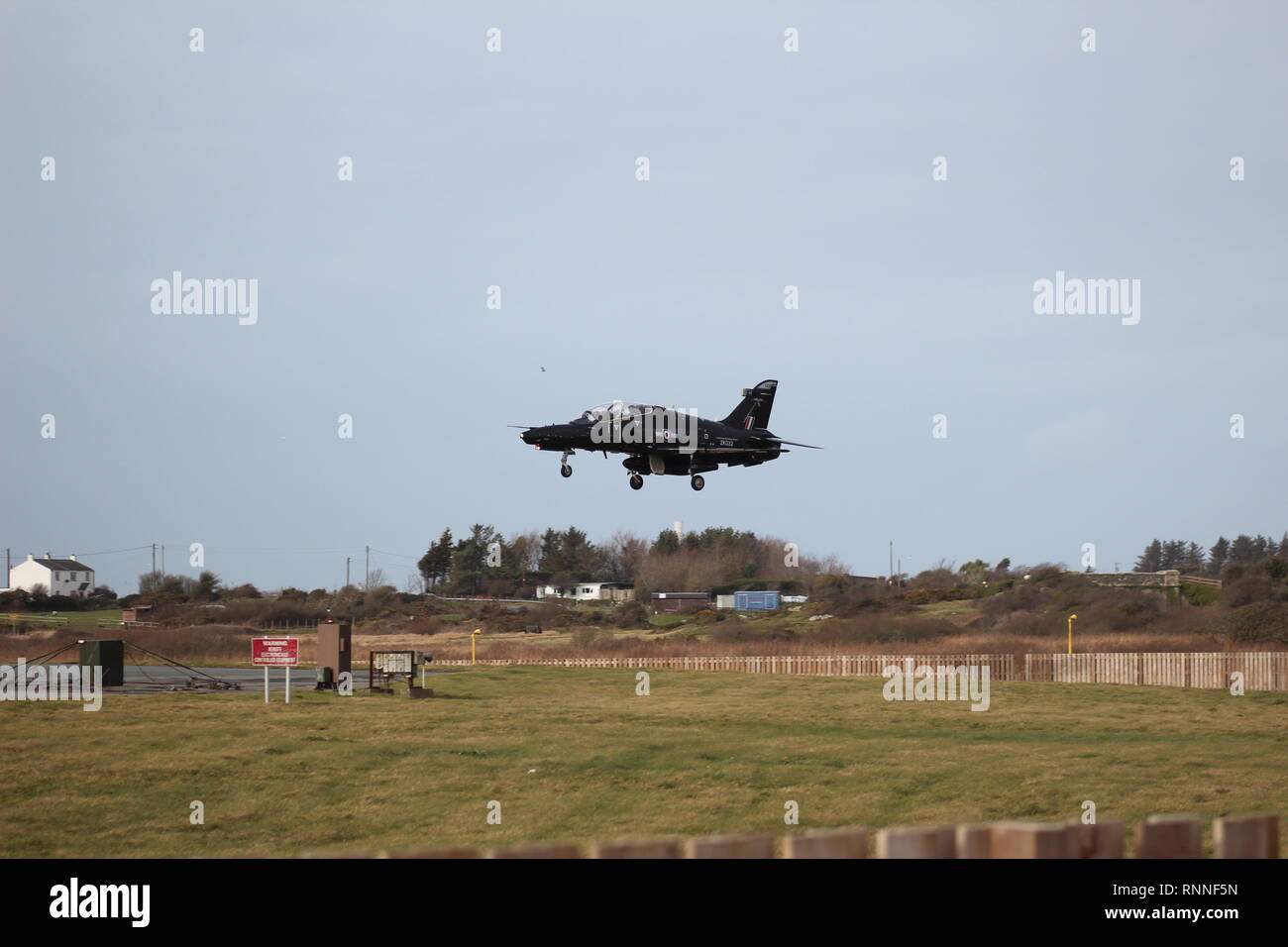 BAE Hawk T2trainer jet at RAF Valley, Anglesey, Wales Stock Photo - Alamy