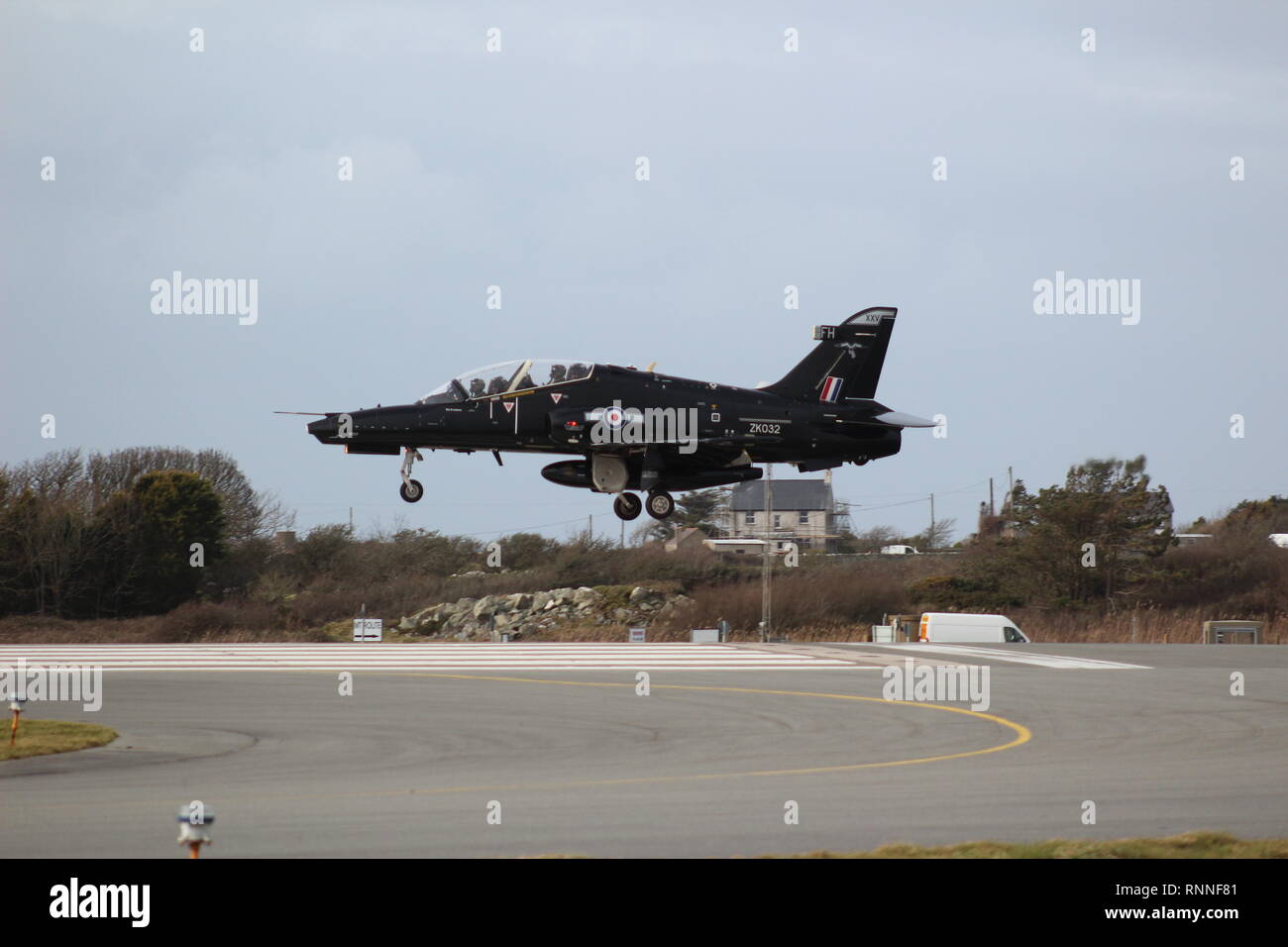 BAE Hawk T2trainer jet at RAF Valley, Anglesey, Wales Stock Photo - Alamy