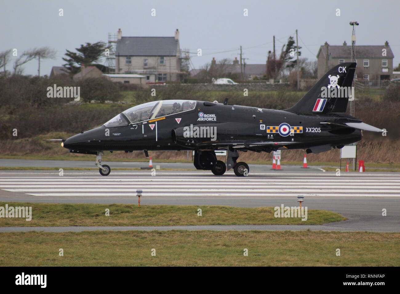 BAE Hawk T2trainer jet at RAF Valley, Anglesey, Wales Stock Photo - Alamy